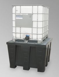 PE Wanne PE-KT-EP1 für 1 IBC-Container mit verzinktem Gitterrost,