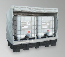 PE Wanne m. Wetterschutzaufsatz PE-KT-EP3 für 2 IBC-Container mit PE ...
